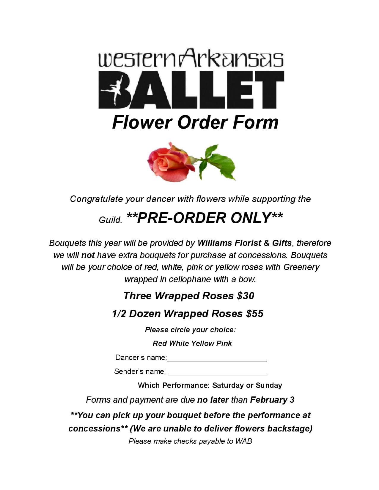 Ballet Cast Forms - Western Arkansas Ballet